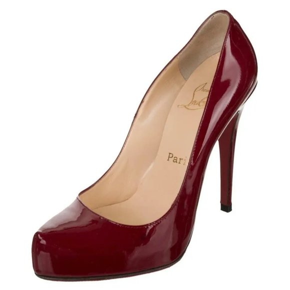 Christian Louboutin | Shoes | Christian Louboutin 36 555 Rolando Red Burgundy Patent Leather ...